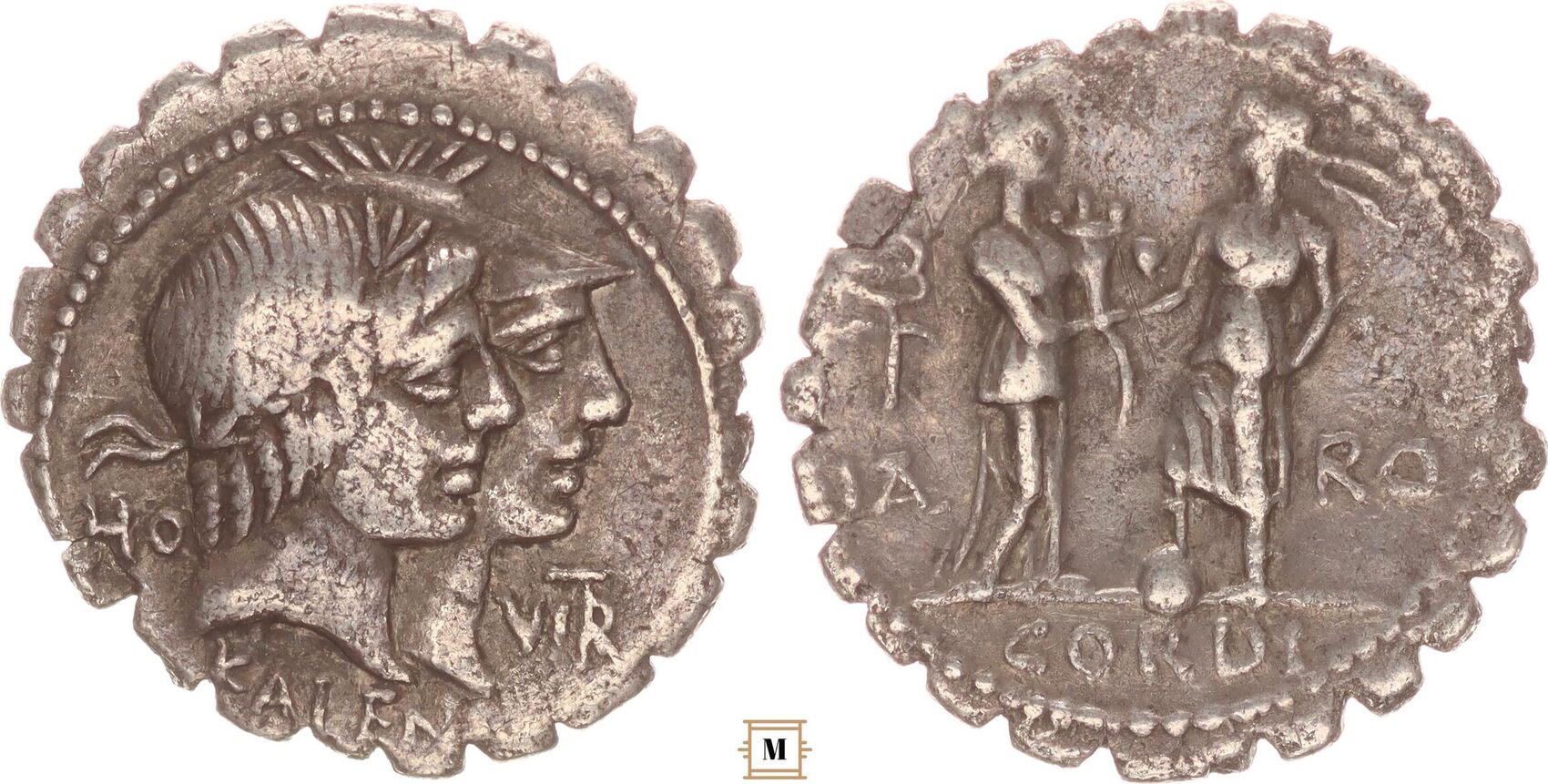 Roman Empire AR denarius 70 BC Q. Fufius Calenus, P. Mucius Scabvola ...