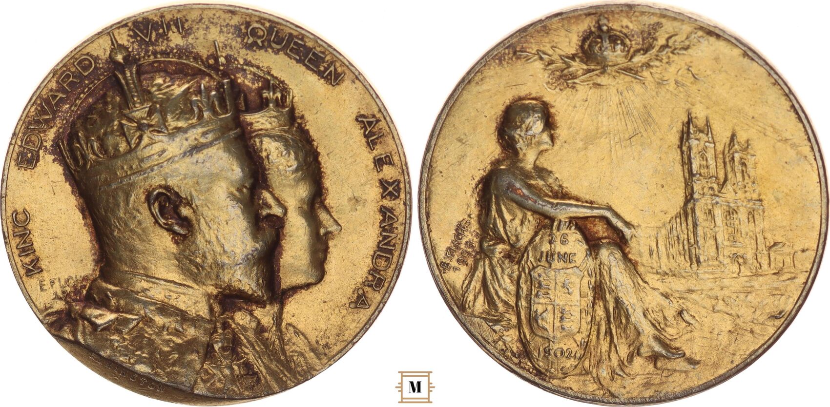 UK/Great Britain medal 1902 Edward VII. and Alexandra coronation gilt ...