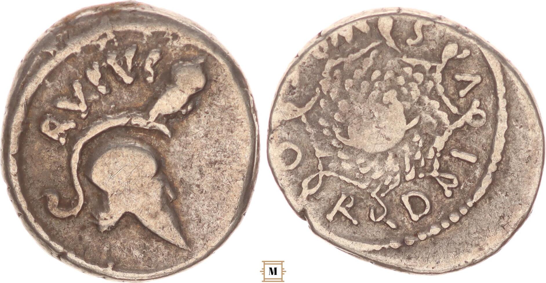 Roman Republic AR denarius 46 BC M. Cordius Rufus, Corinthian helmet ...