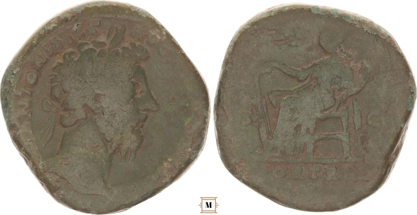 Roman Empire AE sestertius 161-180 Marcus Aurelius, FORT RED, Fortuna ...