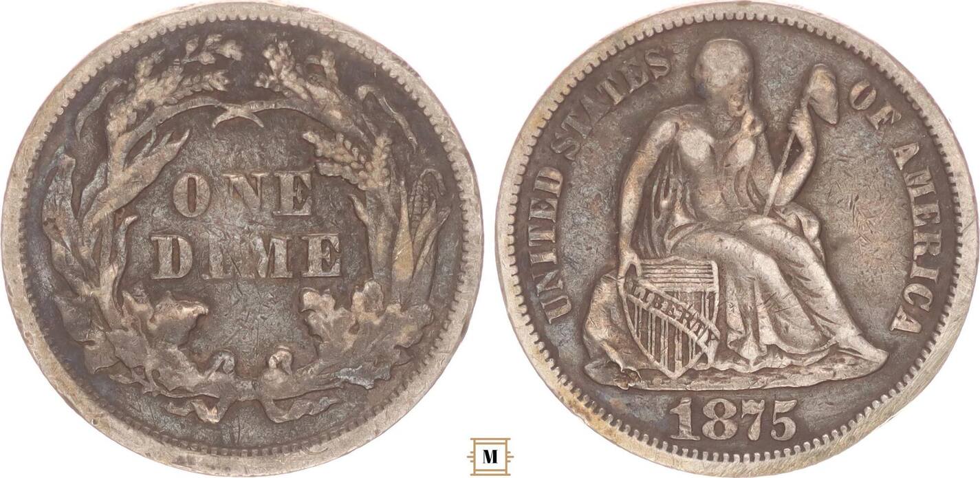 USA 1 dime 1875 VF | MA-Shops