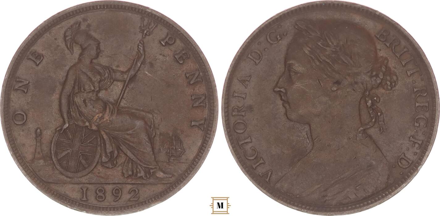 UK/Great Britain 1 penny 1892 Victoria XF- | MA-Shops