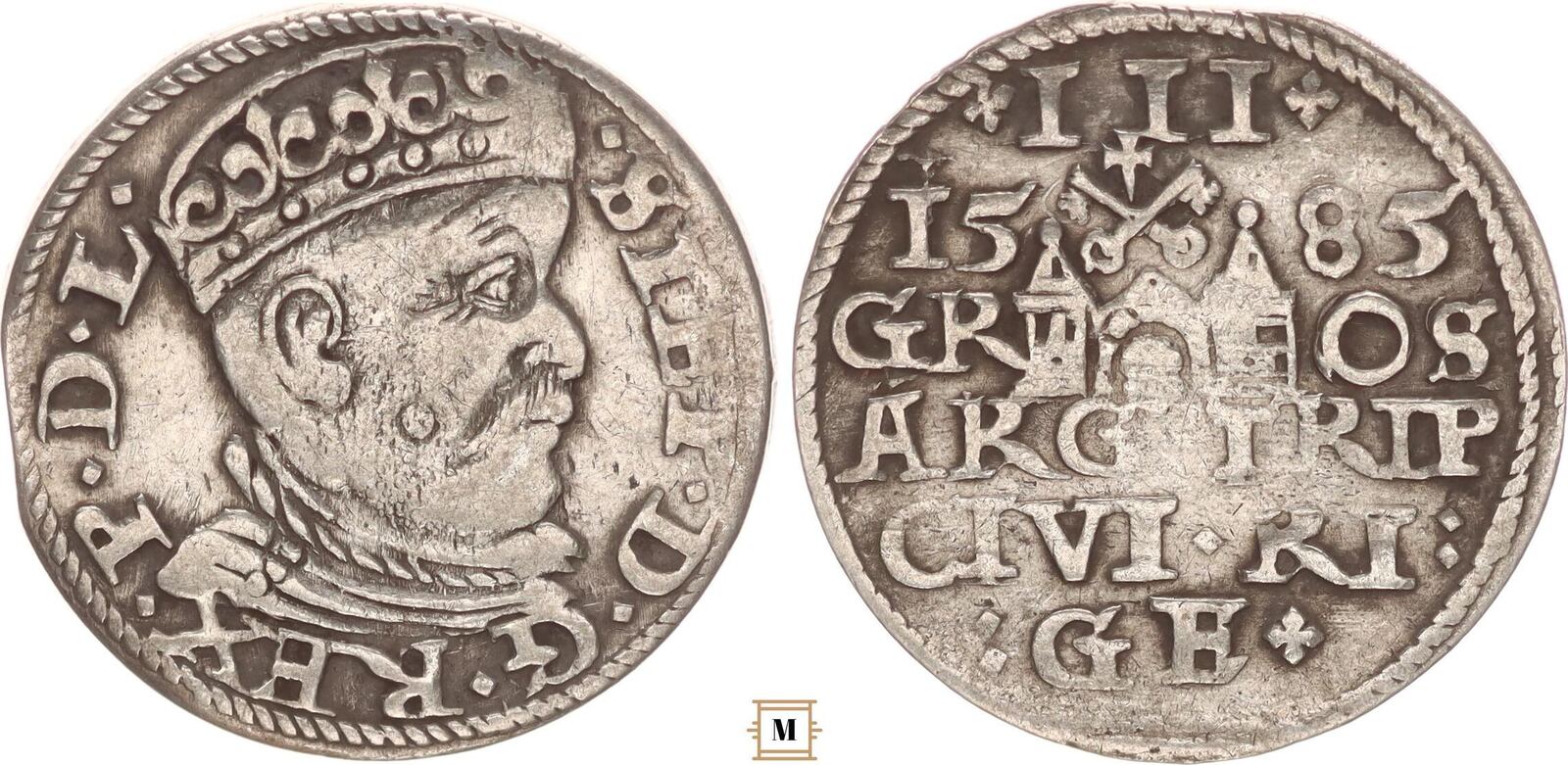 Poland 3 groschen 1585 Stephan Bathory, Riga | MA-Shops