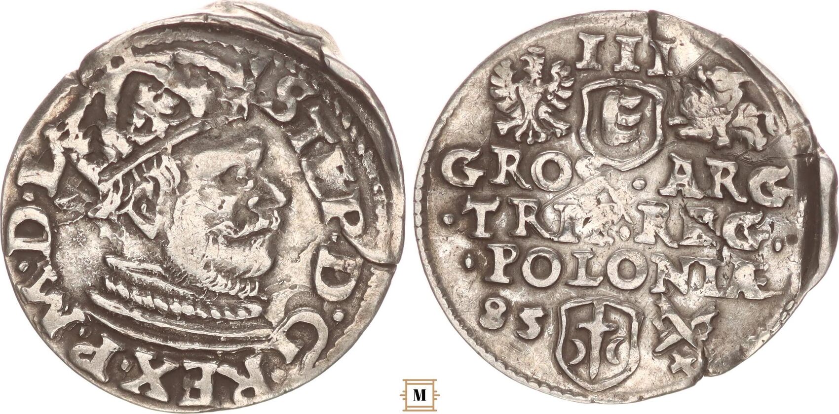 Poland 3 groschen 1585 Stephan Bathory, Posen, R! | MA-Shops