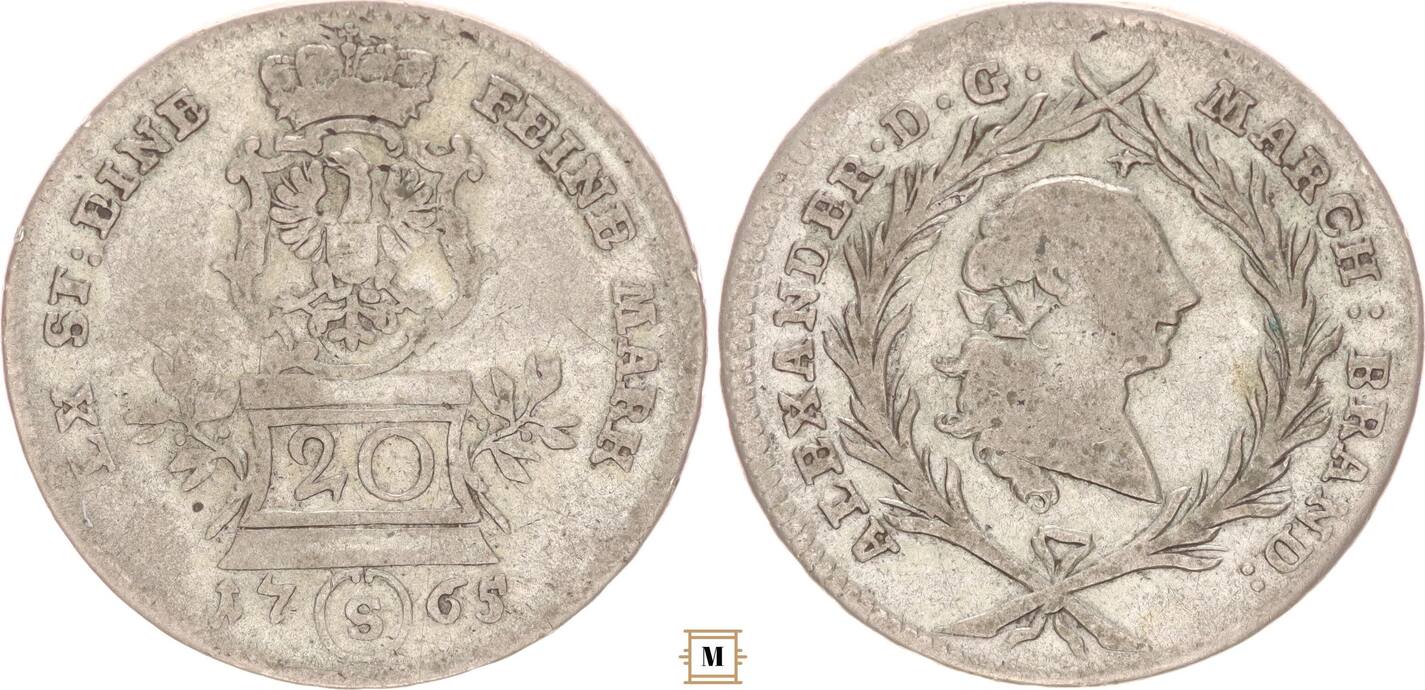 Germany-Brandenburg-Ansbach 20 kreuzer 1765 S Alexander | MA-Shops
