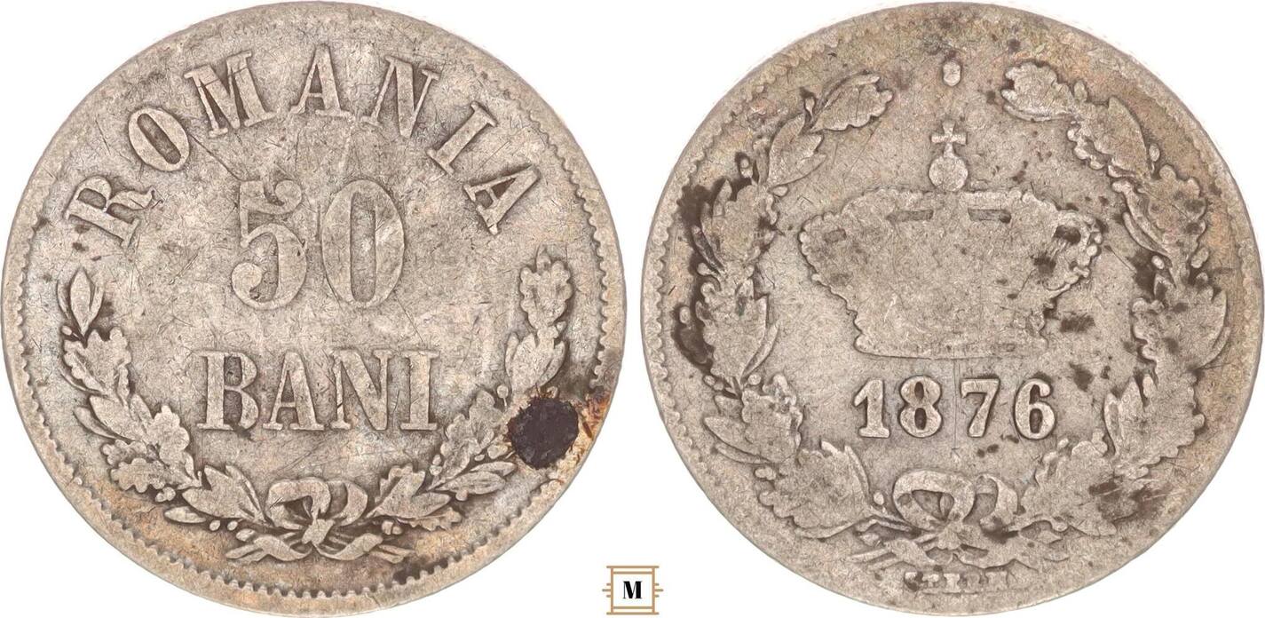Romania 50 bani 1876 Carol I. F | MA-Shops