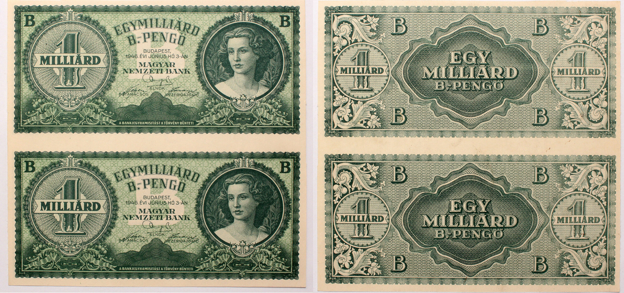 Hungary Egymilliard B-Pengő 1946 Uncut sheet, RR! UNC | MA-Shops