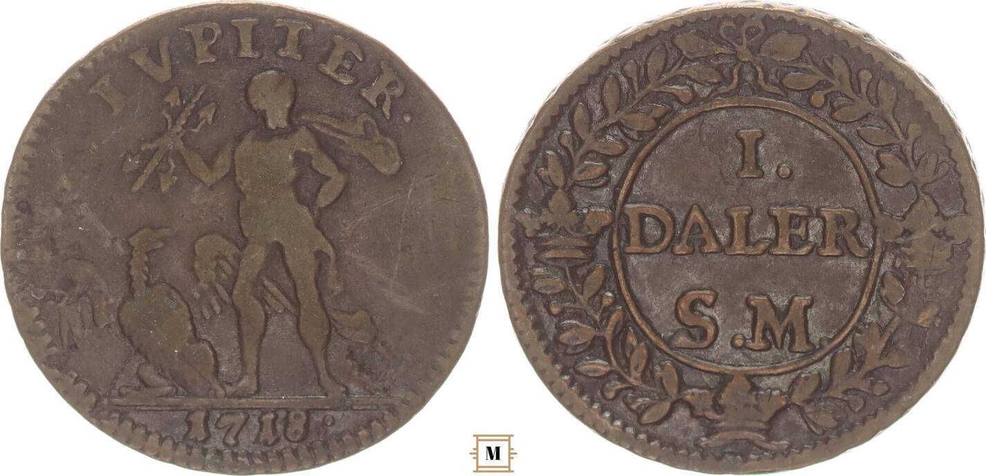 Sweden 1 daler 1718 SM Karl XII., Jupiter | MA-Shops