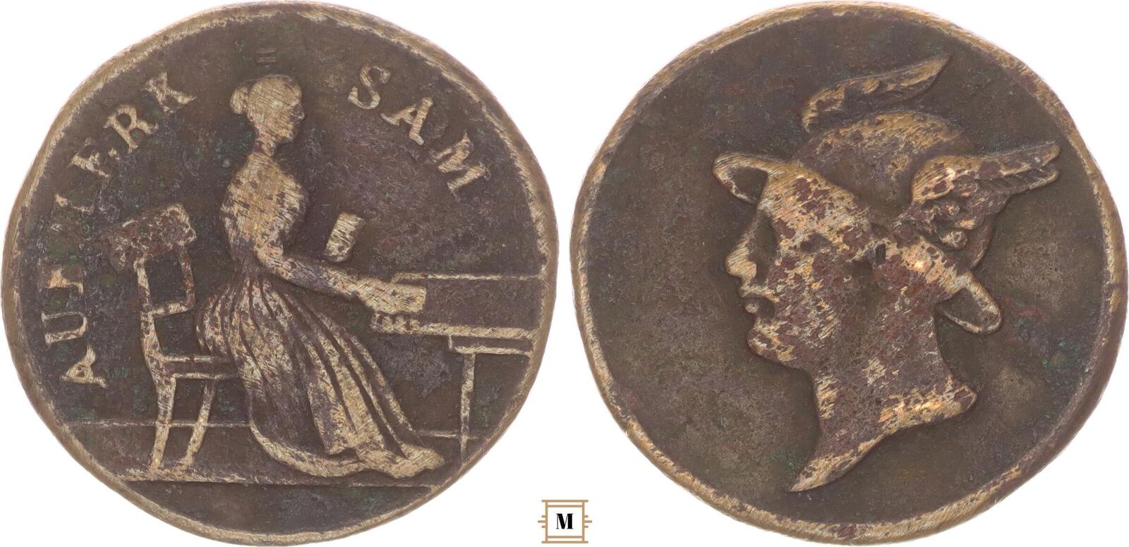 Grmany whist token 1850s Mercury / Aufmerksam, Rare | MA-Shops