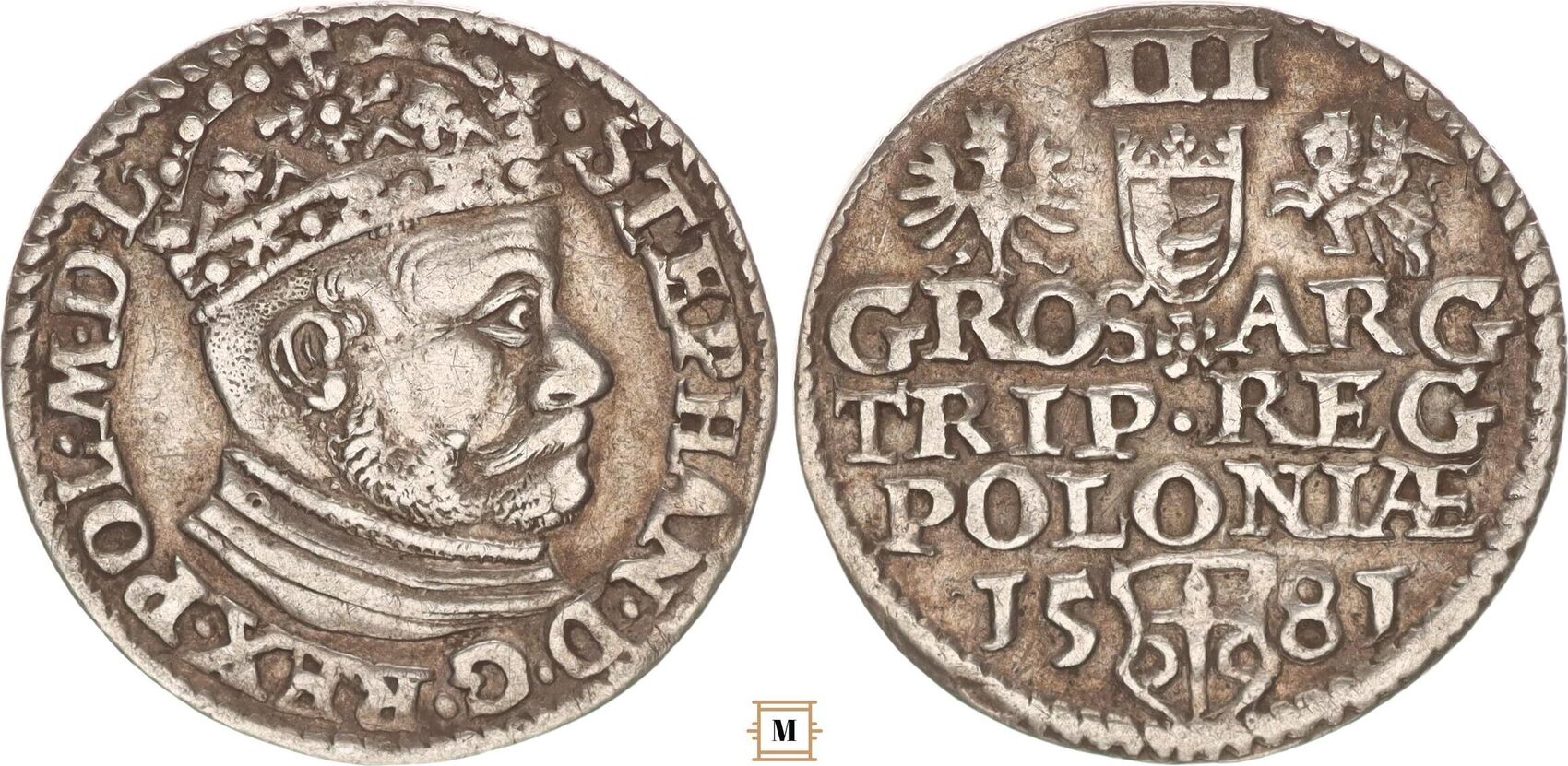 Poland 3 groschen 1581 Olkusz Stephan Bathory | MA-Shops