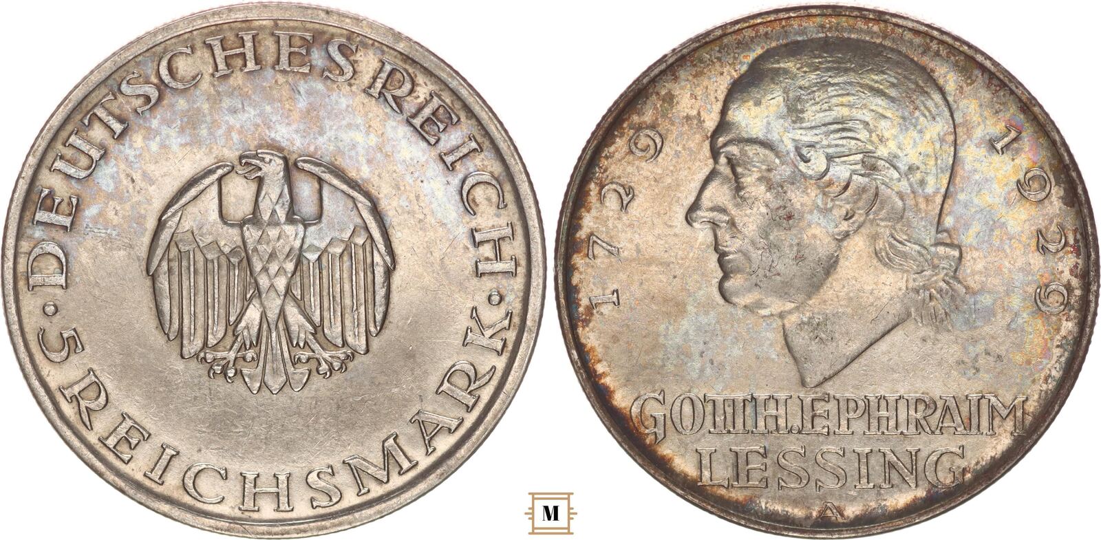 Germany 5 mark 1929 A Lessing XF- | MA-Shops