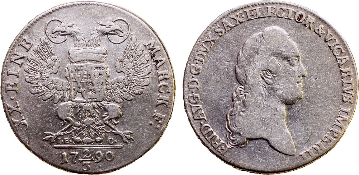 Germany 2/3 taler 1790 Friedrich August III Auf das Vikariat, Dresden ...