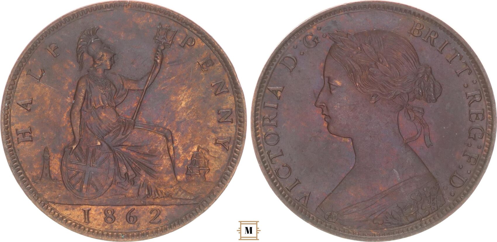 UK/Great Britain/ 1/2 penny 1862 Victoria UNC with some lustre | MA-Shops