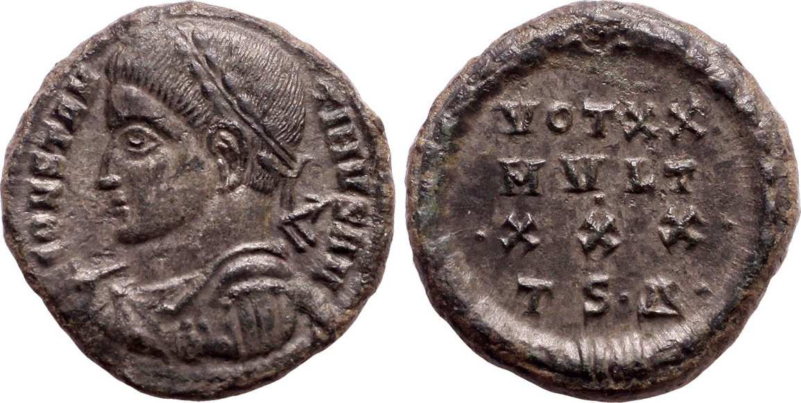 Roman Empire follis 310-337 Constantine I, VOT XX MVLT XXX TSA ...