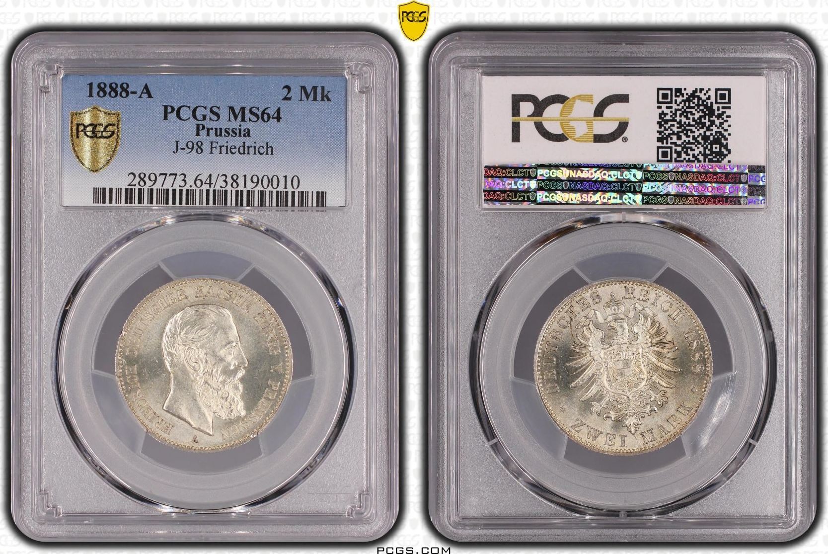 Prussia 2 Mark 1888-A PCGS MS64 | MA-Shops
