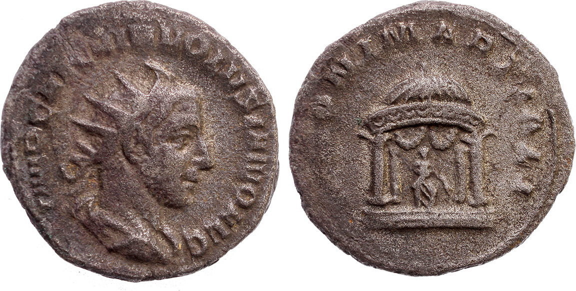 Roman Empire AR Antoninianus 251-253 Volusianus, Juno seated in round ...