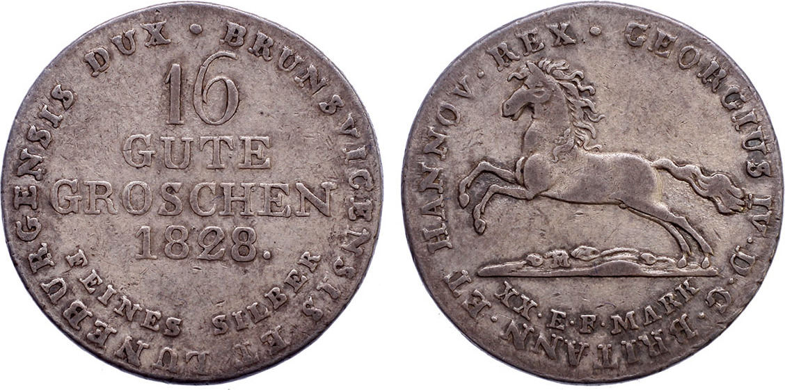 Germany 16 groschen 1828 Hannover VF+ | MA-Shops