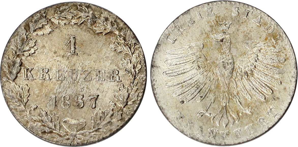 Germany 1 kreuzer 1857 Frankfurt Unc | MA-Shops