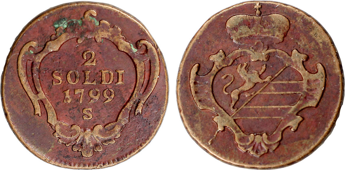 Italy-Gorizia 2 soldi 1799 S VF | MA-Shops