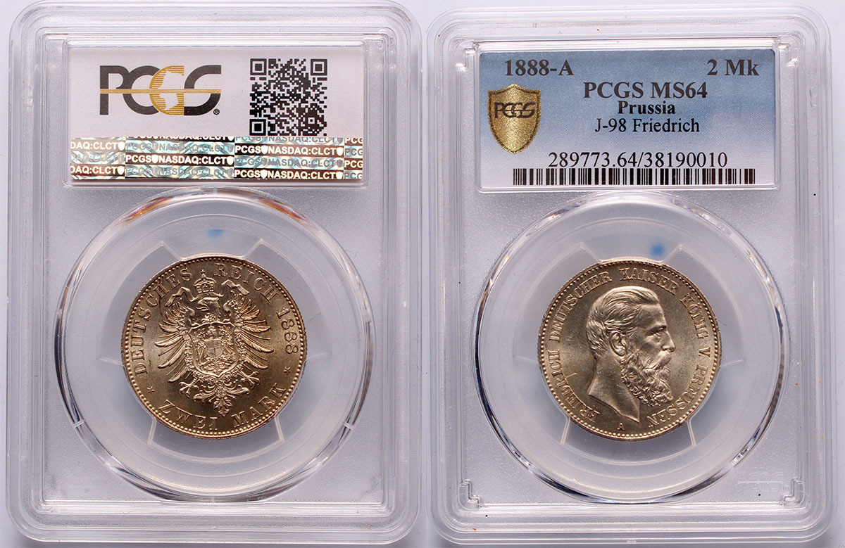 Prussia 2 Mark 1888-A PCGS MS64 | MA-Shops