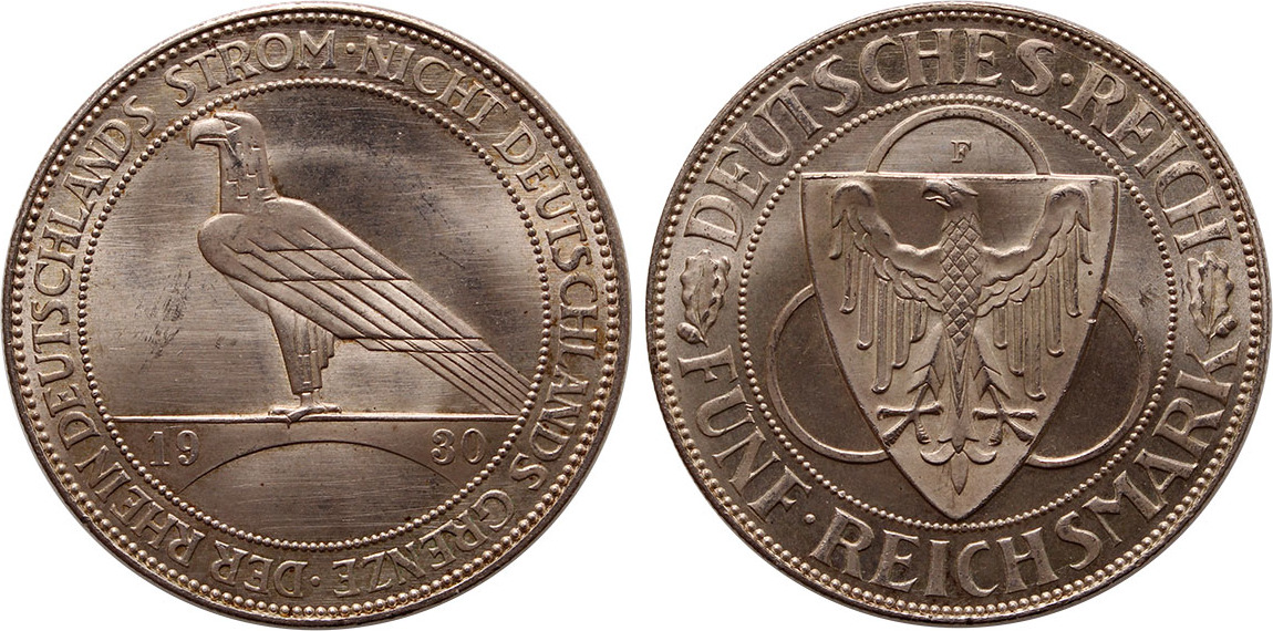 Germany Weimar 5 mark 1930 F Liberation of Rhineland unc | MA-Shops