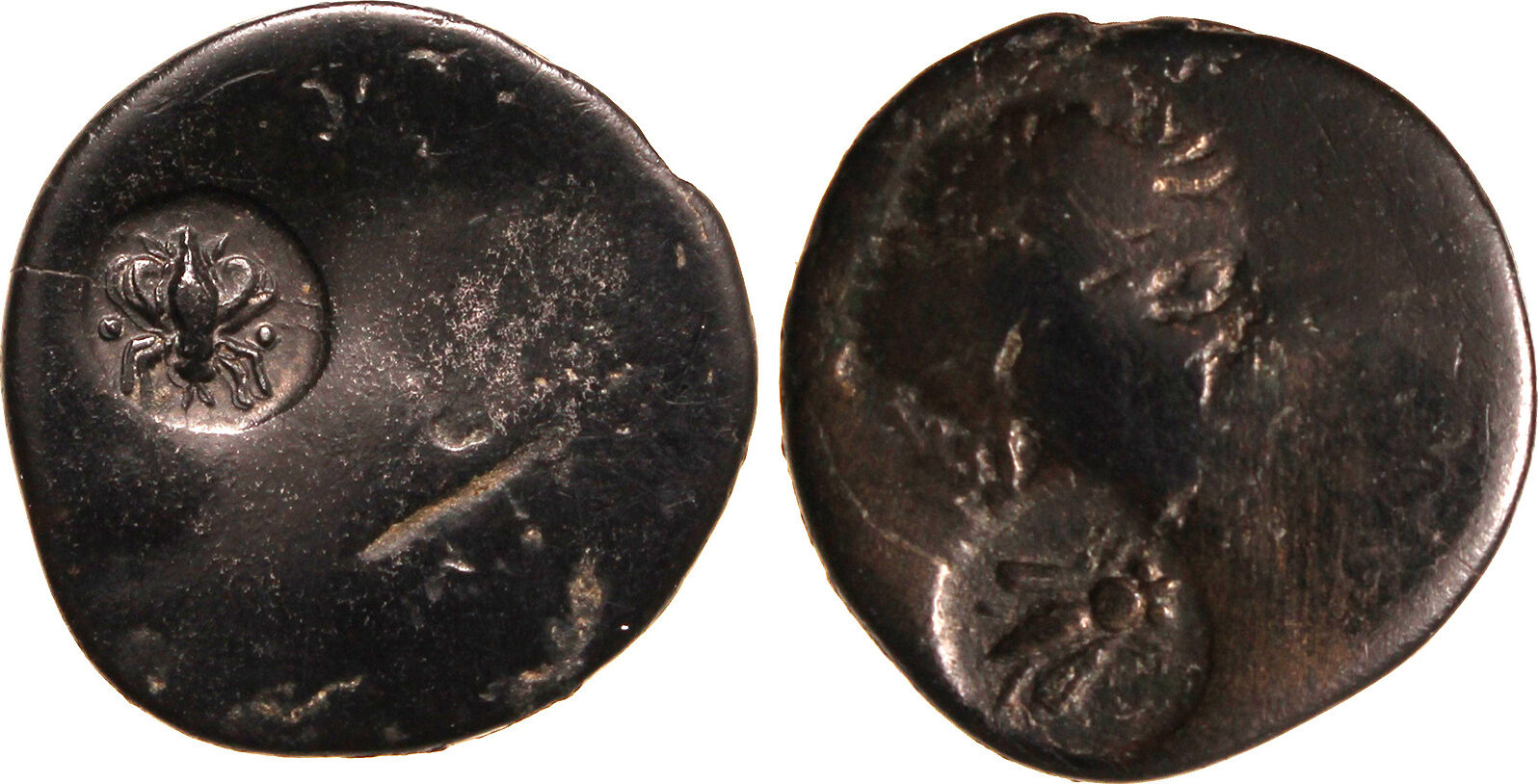 Greek AE 19mm Ephesos Bee countermark, Probably Antiochos II. Theos ...