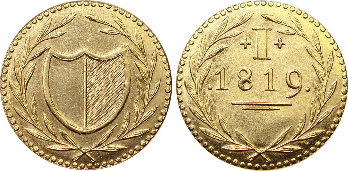 Germany-Frankfurt judenpfennig 1819 Frankfurt, Stadt. Goldabschlag vom ...