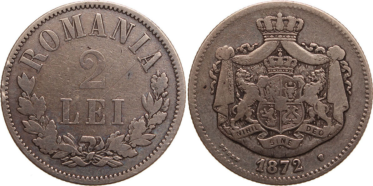 Romania 2 lei 1872 Rare | MA-Shops