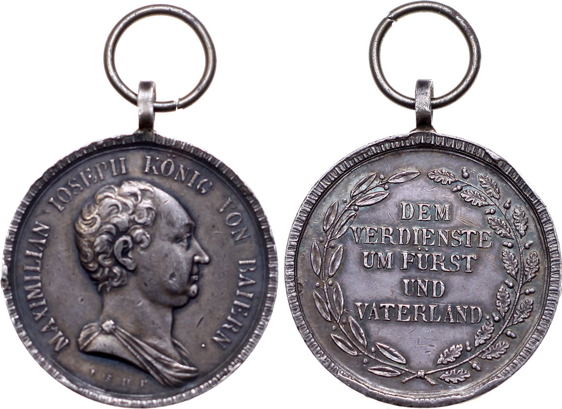 Germany 1808-1918 Maximilian I. Joseph, Silberne Zivilverdienstmedaille ...