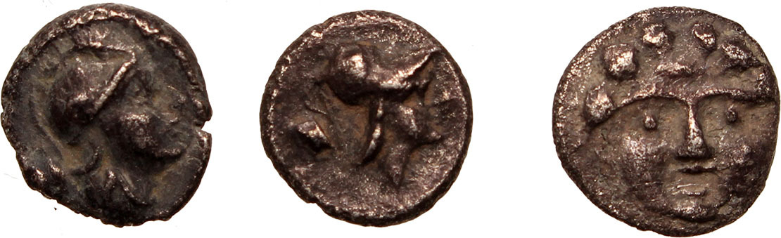 Greek obol 4th cent. BC Pisidia, Selge, Gorgoneion / Head of Athene ...