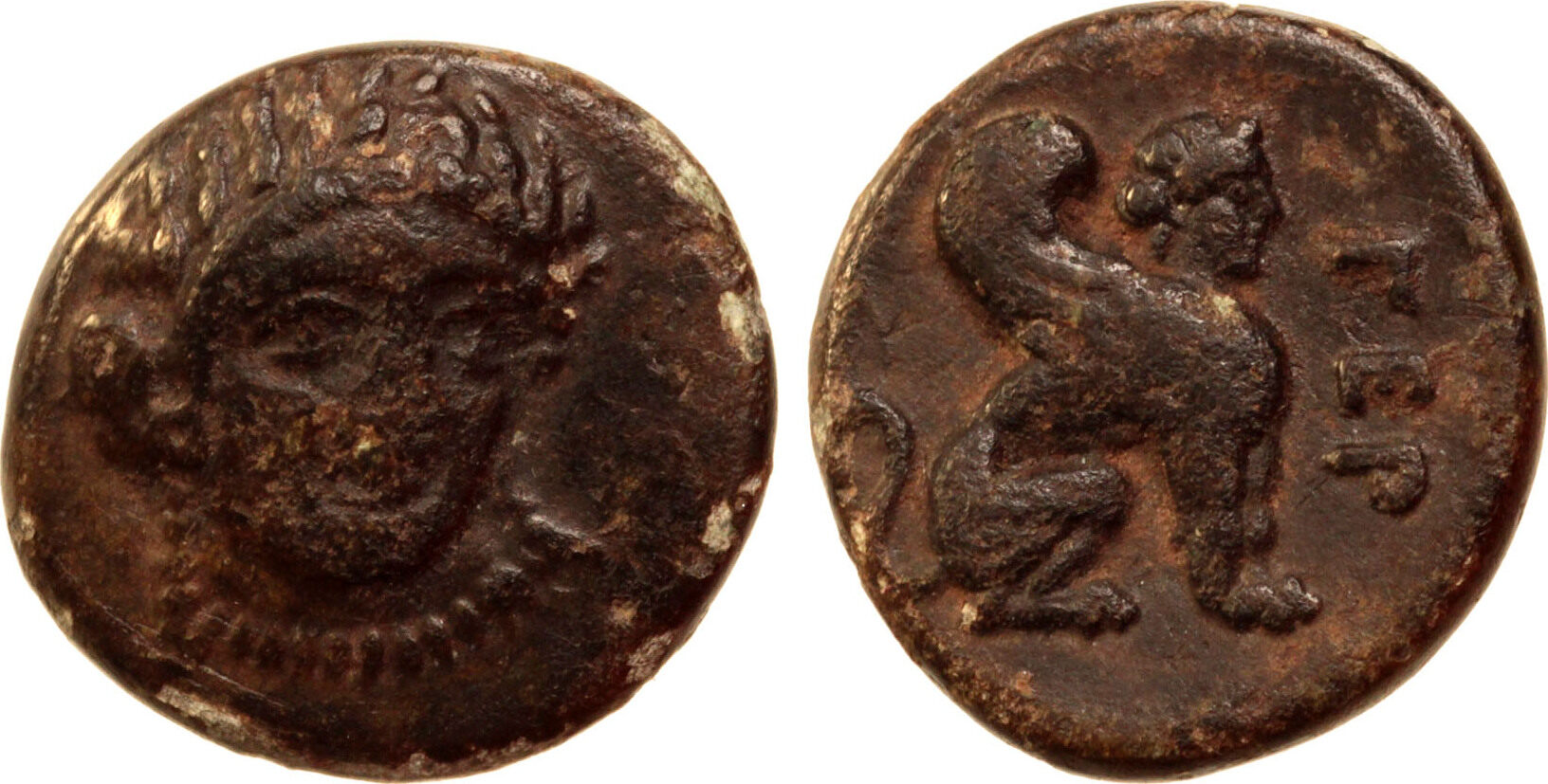 Greek AE 12mm 4th. cent. BC Troas, Gergis, Sibyl Herophile / Sphinx ...