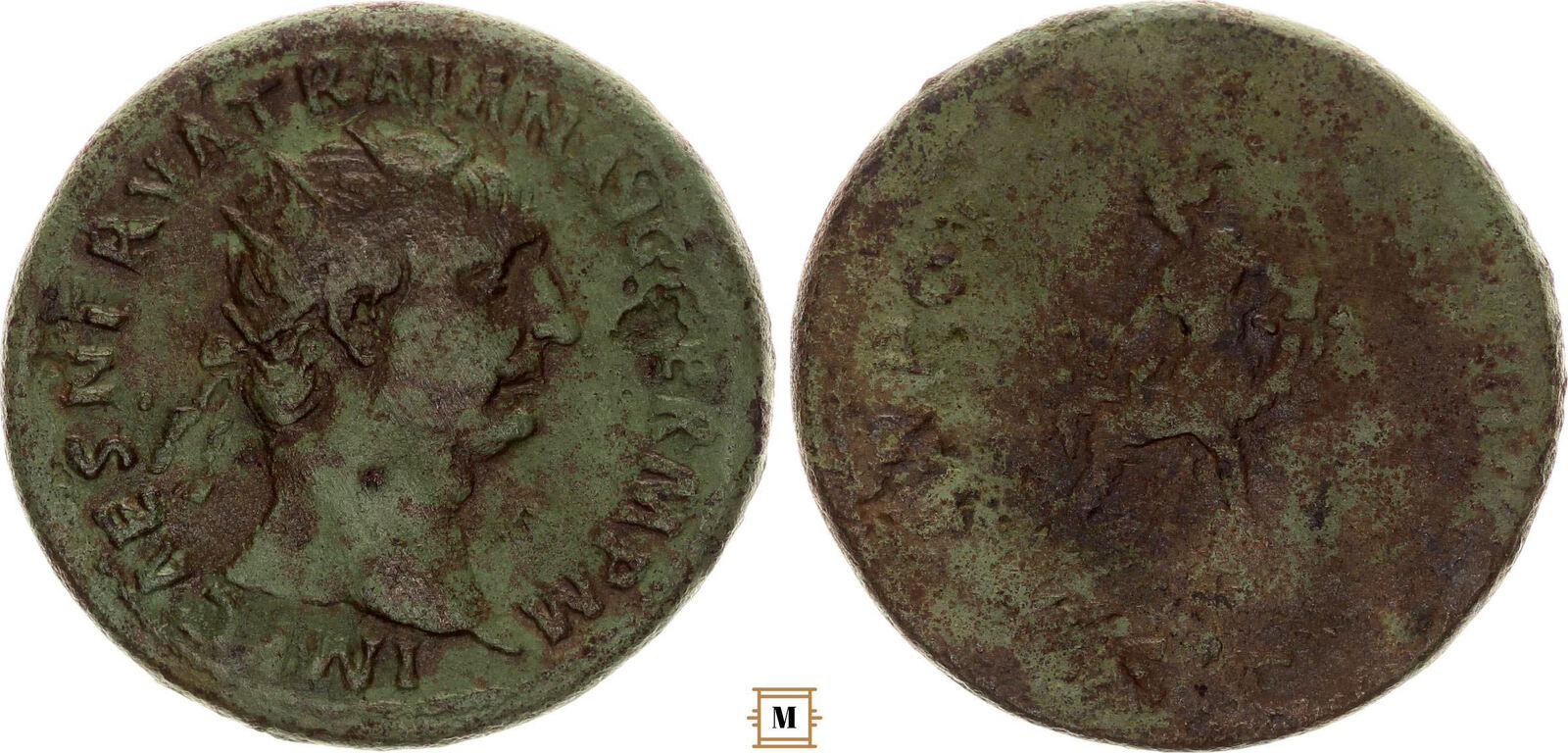 Roman Empire AE dupondius 98-117 Trajan, Abundantia seated | MA-Shops