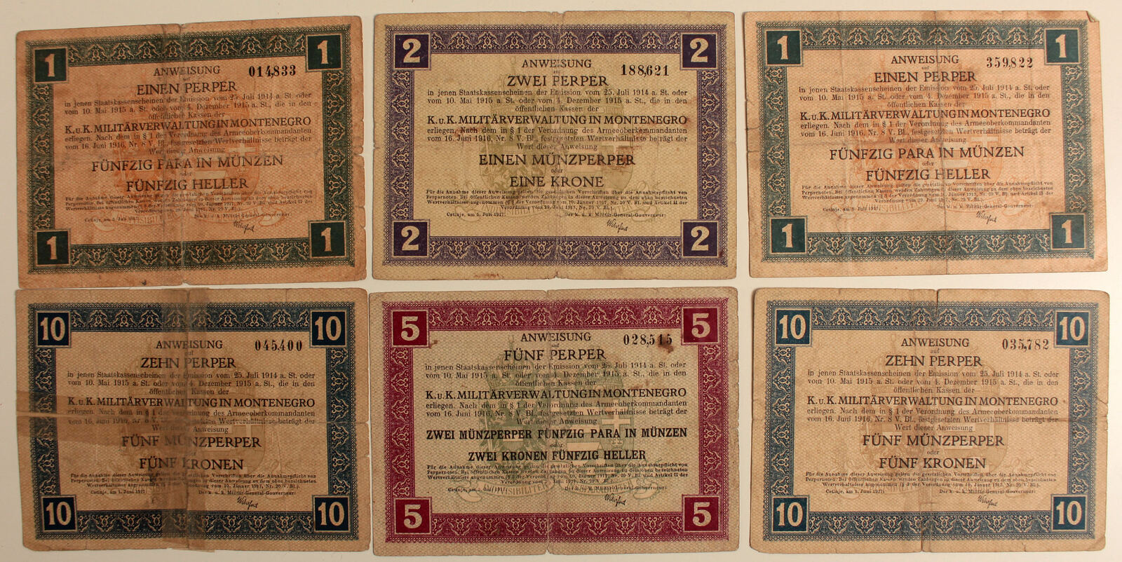 Montenegro 1-2-5-10 perper 1917 SOLD AS SEEN, NO RETURNS ON LOT !!! | MA-Shops