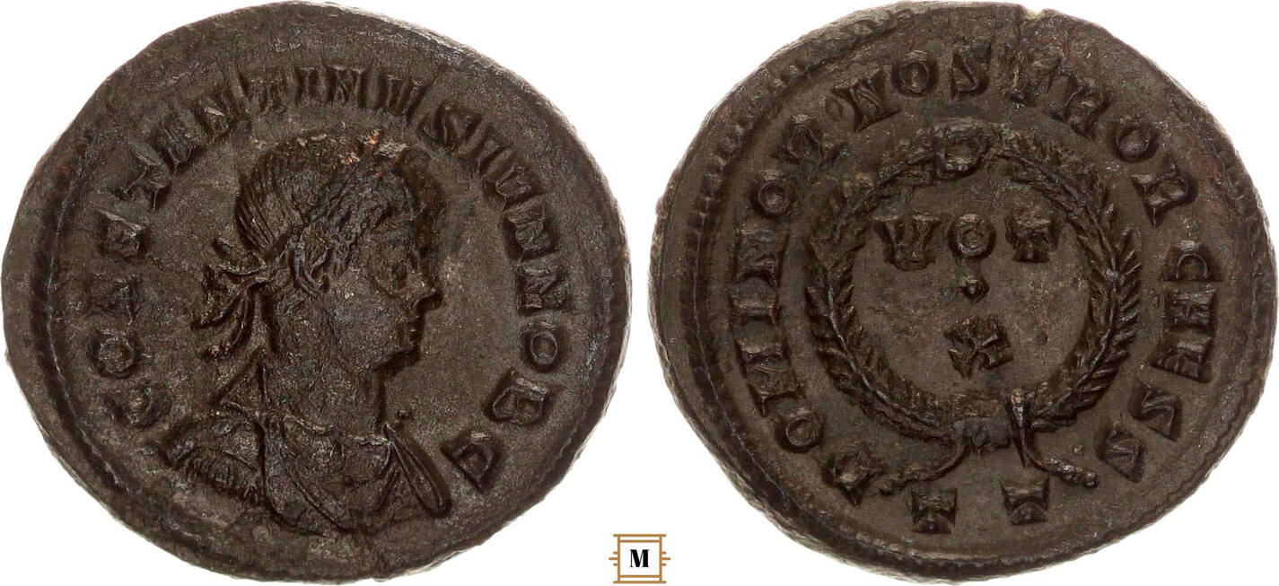 Roman Empire follis 316-337 Constantine II. as Caesar, VOT X in wreath ...
