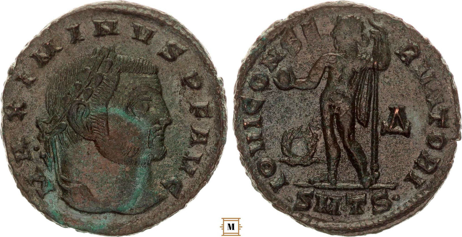 Roman Empire follis 310-313 Maximinus II., Jupiter standing ...