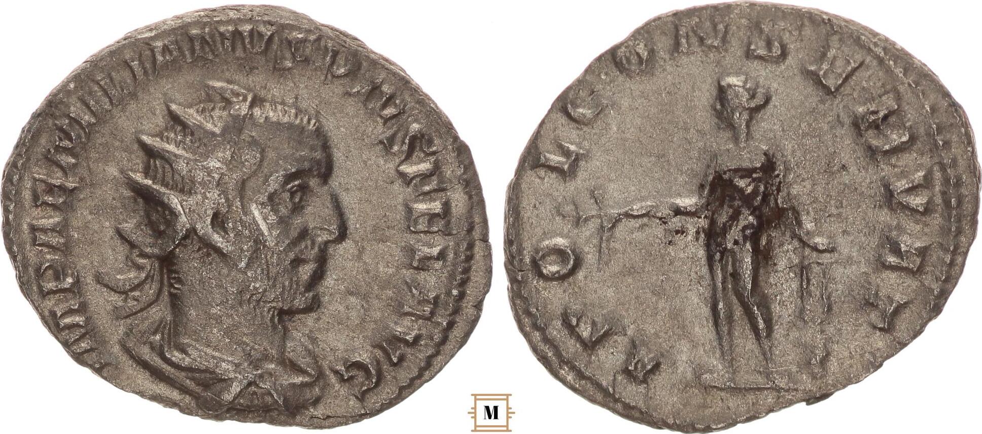 Roman Empire Antoninianus 253 Aemilian, APOL CONSERVAT, Apollo standing ...