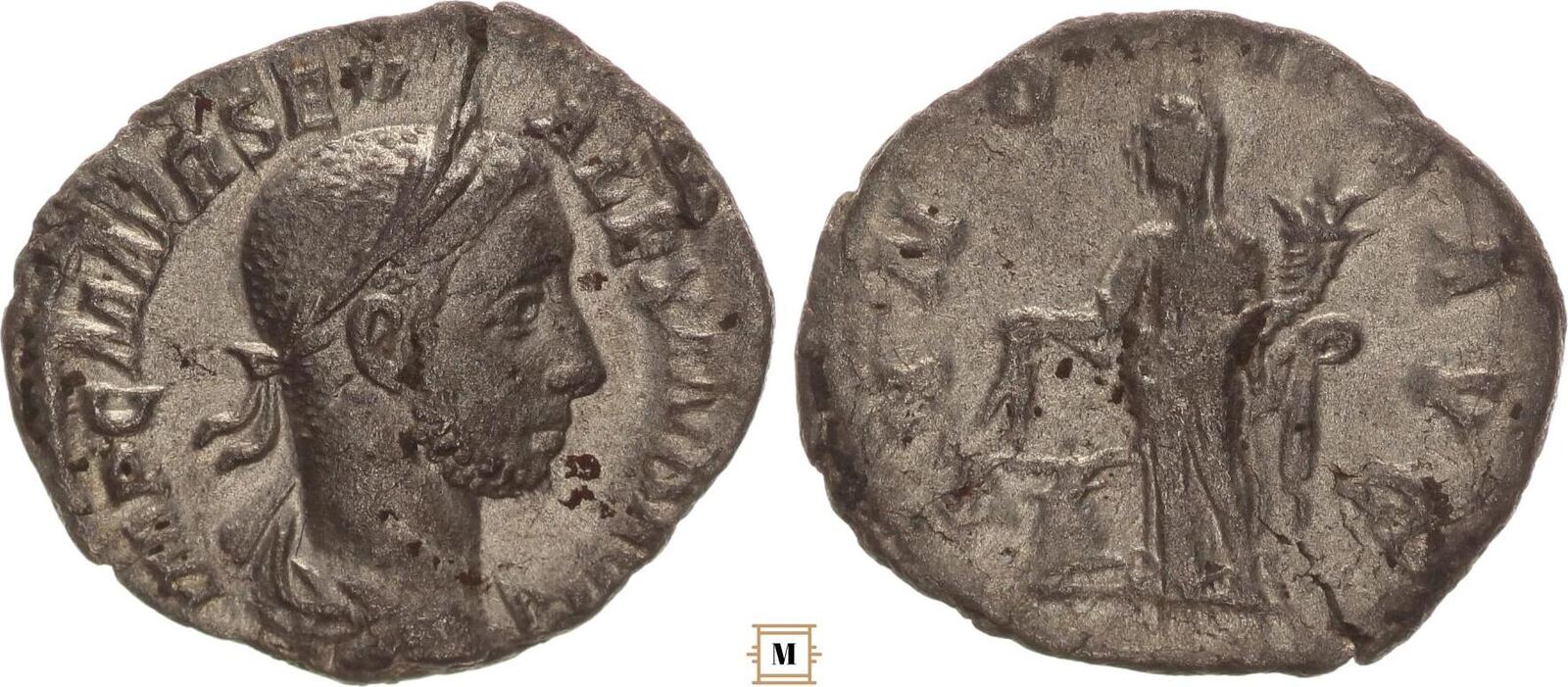 Roman Empire AR denarius 222-235 Severus Alexander, Annona standing ...