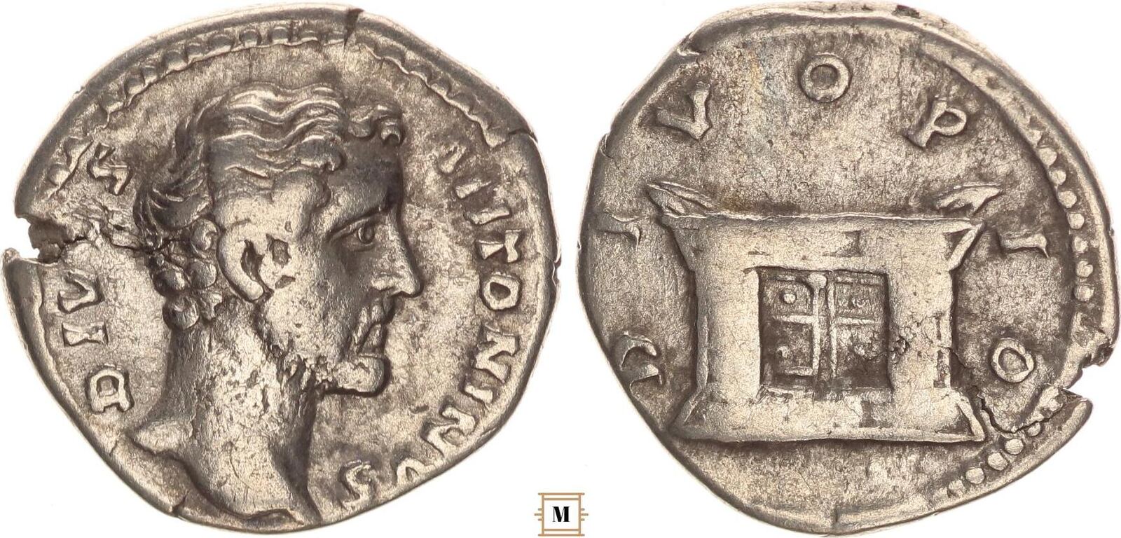 Roman Empire AR denarius died 161 Divus Antoninus Pius, DIVO PIO ...