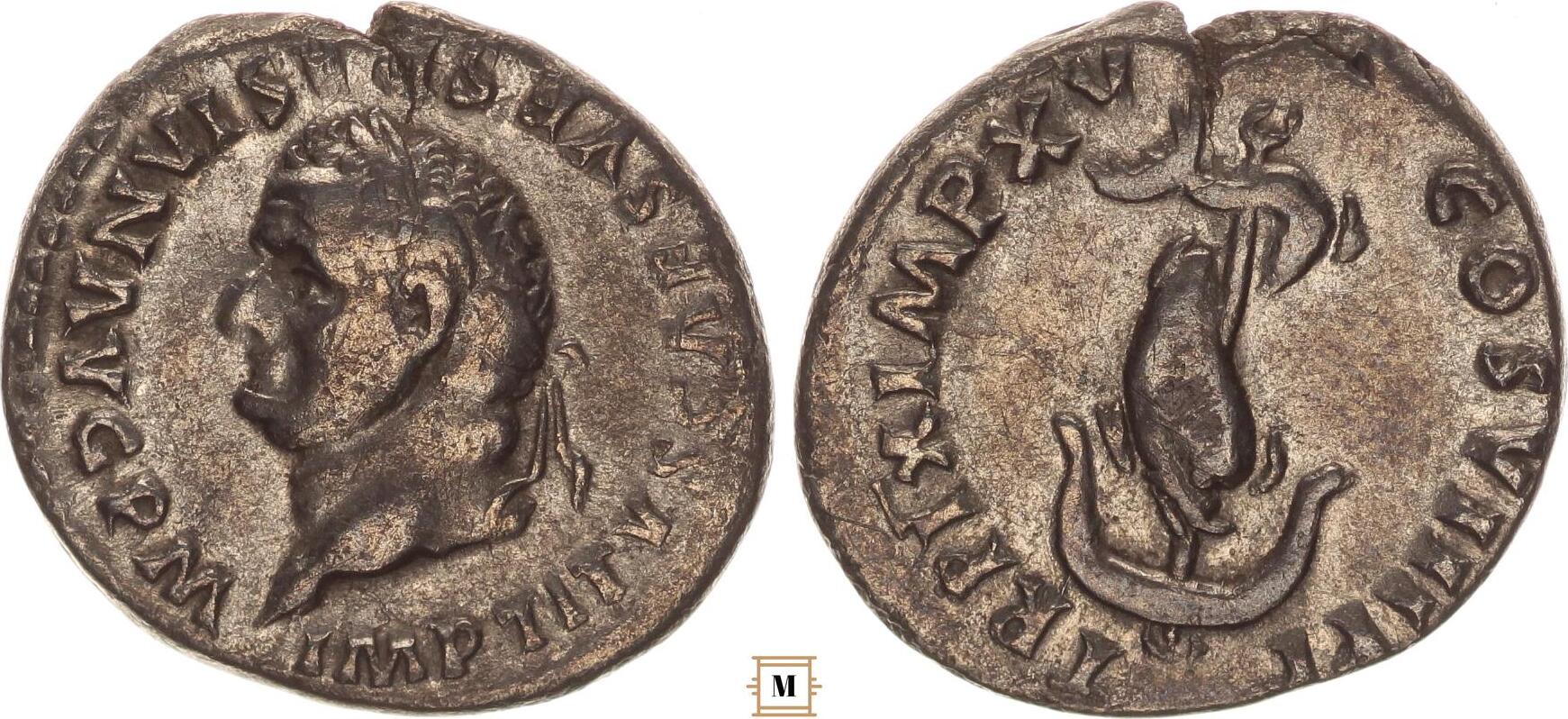 Roman Empire AR denarius 79-81 Titus, COS VIII P P TR P IX IMP XV ...