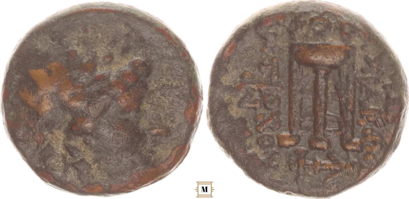 Greek AE 15mm 261-246 BC Seleucid Empire, Head of Apollo / Tripod | MA ...