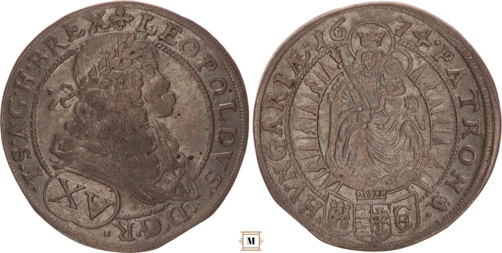 RDR 15 kreuzer 1674 Leopold I., Pressburg VF | MA-Shops