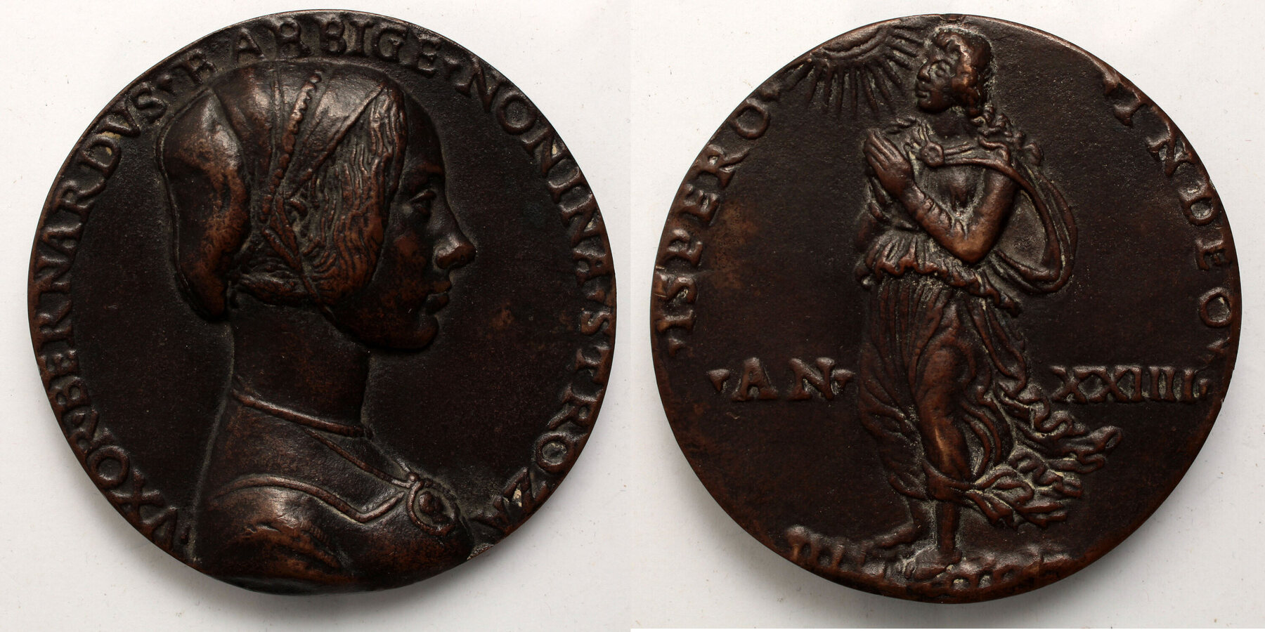 Italy, Firenze bronze medal c. 1488 later cast Nonina Strozzi, In the ...