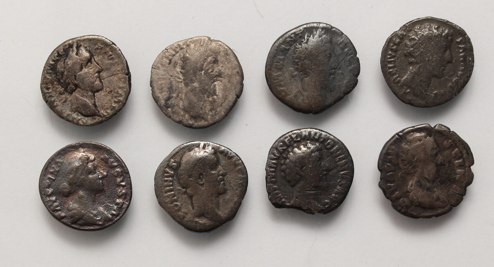 Roman Empire AR denarius variate Lot of 8pcs, Antoninus Pius, Marcus ...