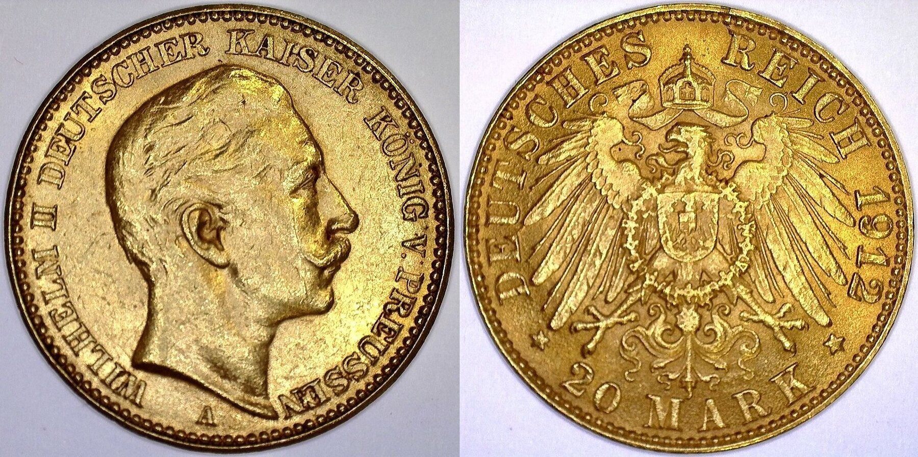 Deutschland-Preussen 20 mark 1912A Wilhelm II VF-XF | MA-Shops