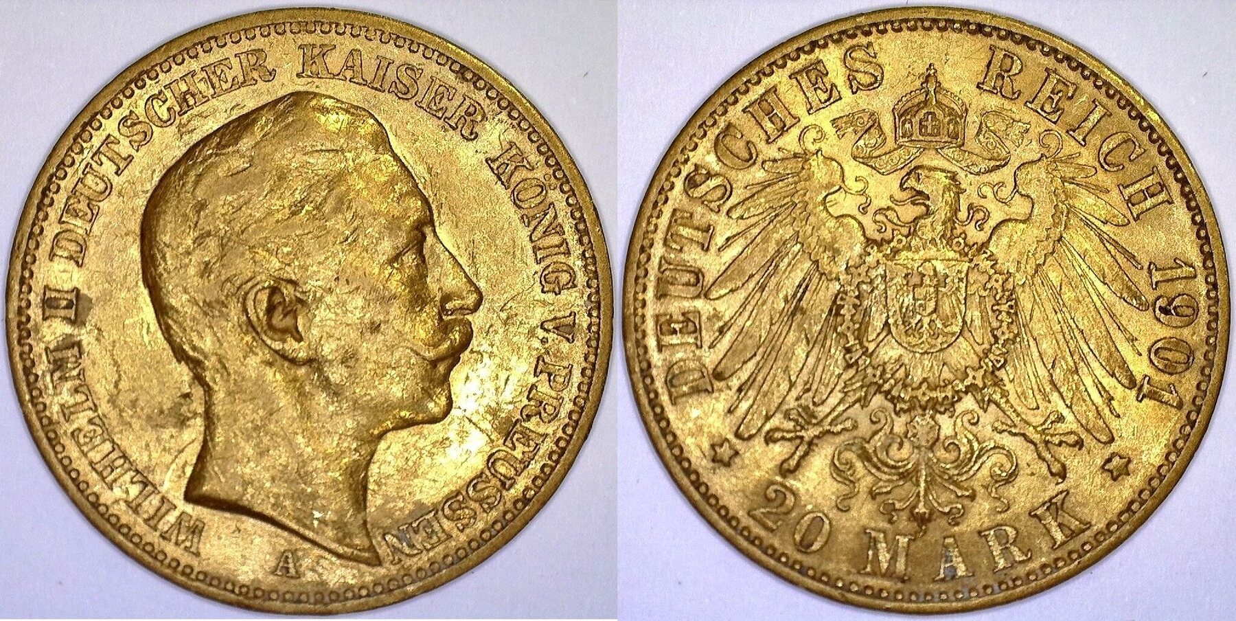 Deutschland-Preussen 20 mark 1901A Wilhelm II F-VF | MA-Shops