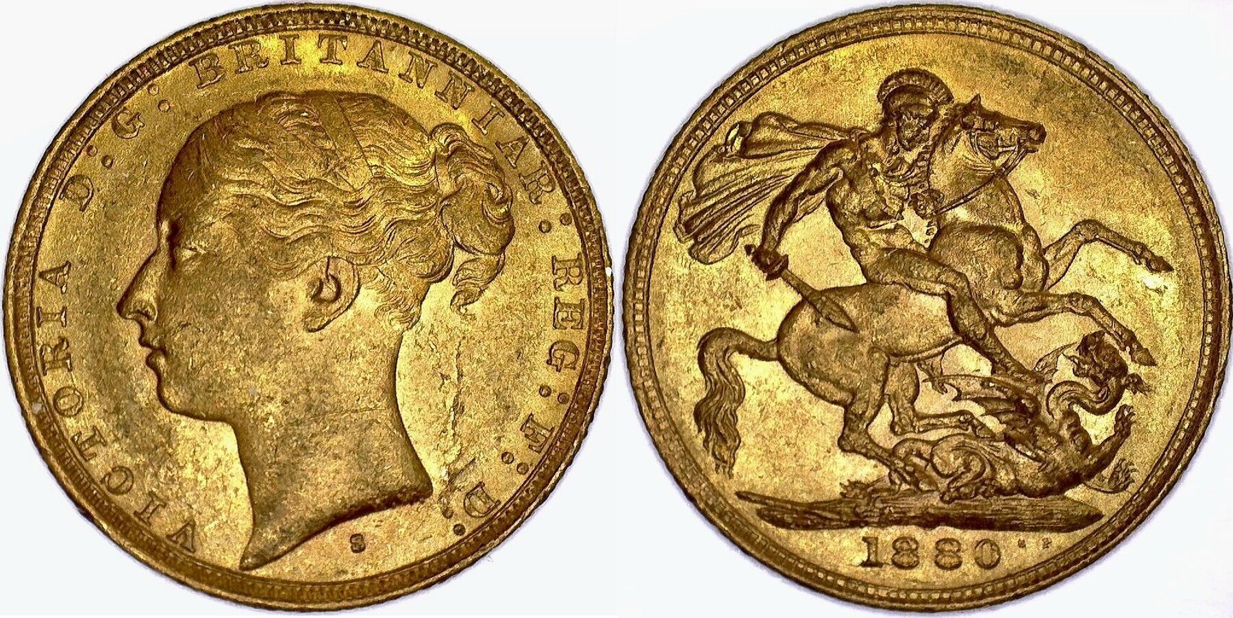 Great Britain 1 Sovereign 1880S Victoria 1st portrait; Australia ...