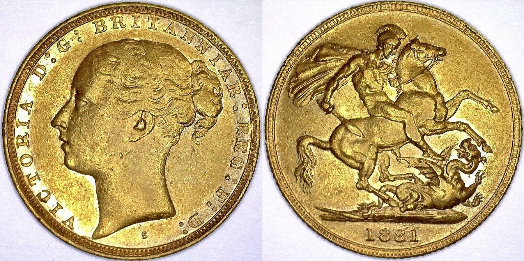 Great Britain 1 Sovereign 1881S Victoria 1st portrait; Australia ...
