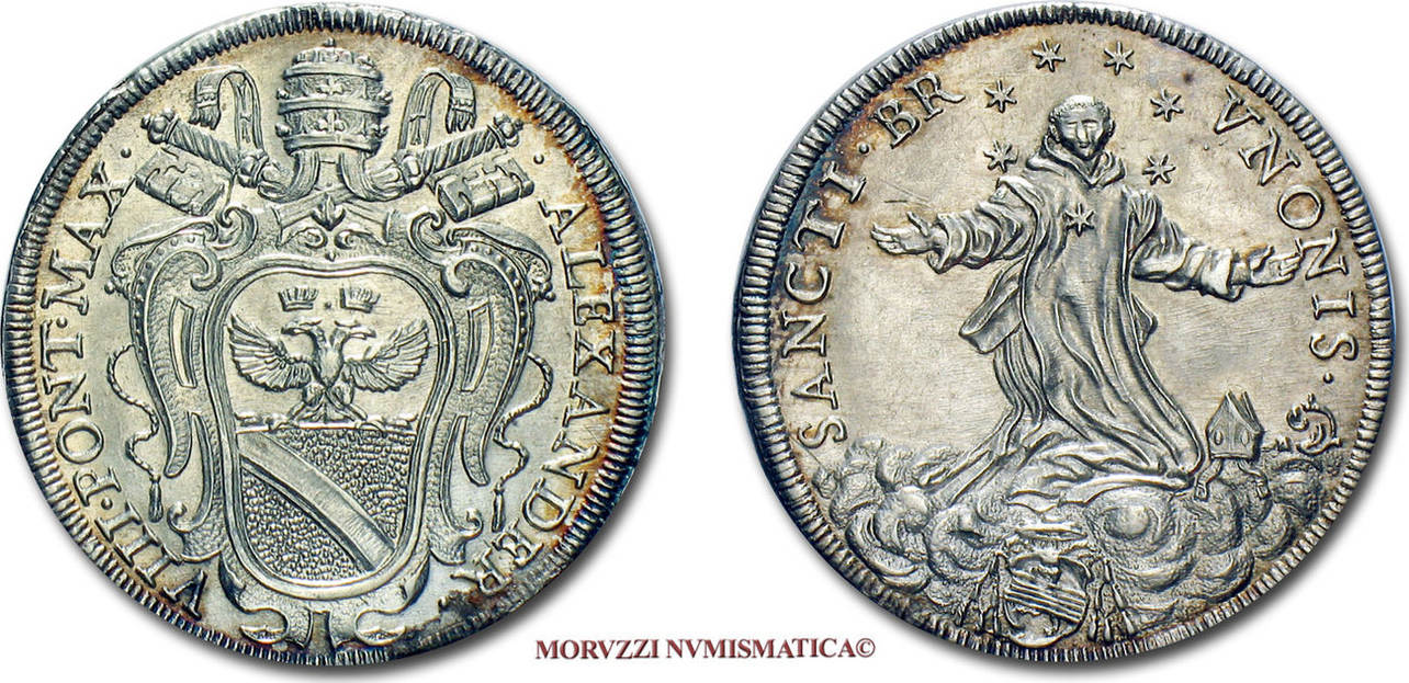 Papal States / Kirchenstaat TESTONE 1689-1691 Alexander VIII / Saint ...