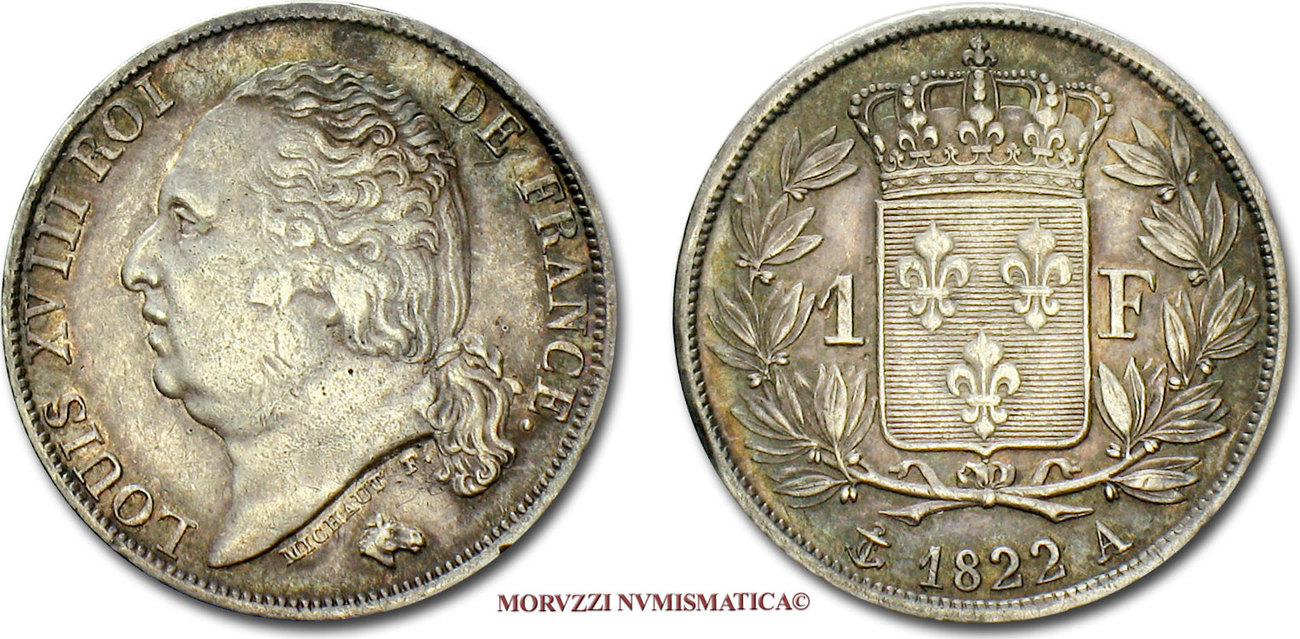 France / Frankreich FRANC 1822 A Louis XVIII good VF (45/70) | MA-Shops