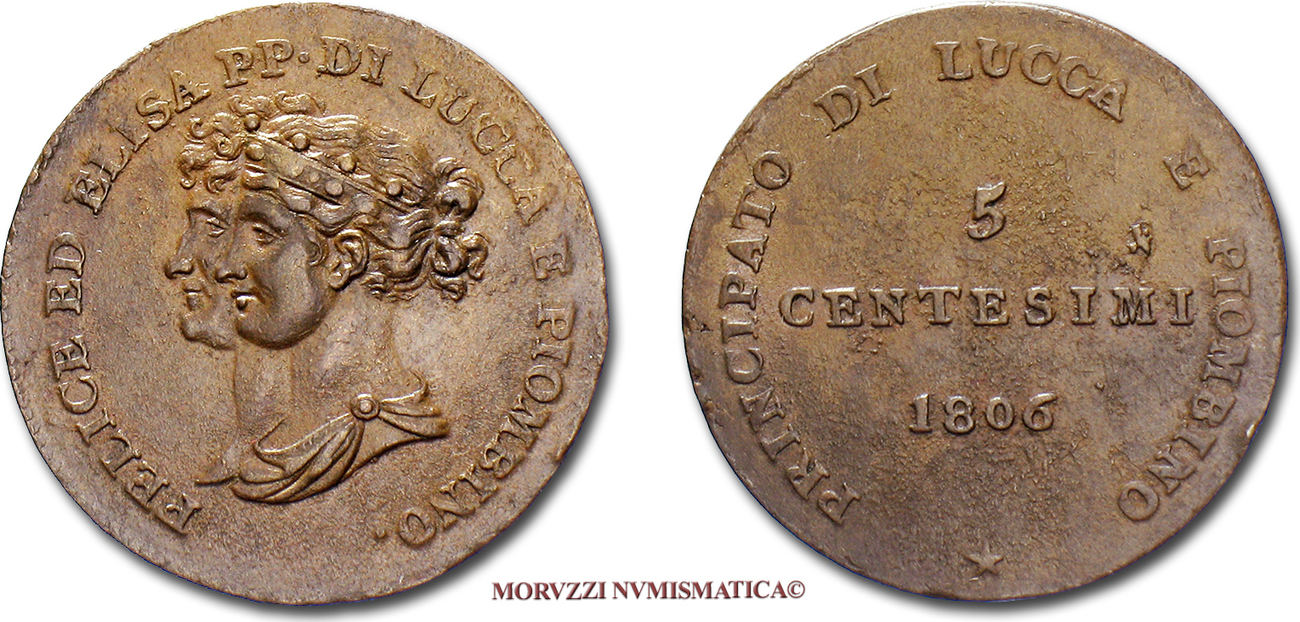 Fürstentums Lucca und Piombino 5 CENTESIMI 1806 Elisa Bonaparte and ...